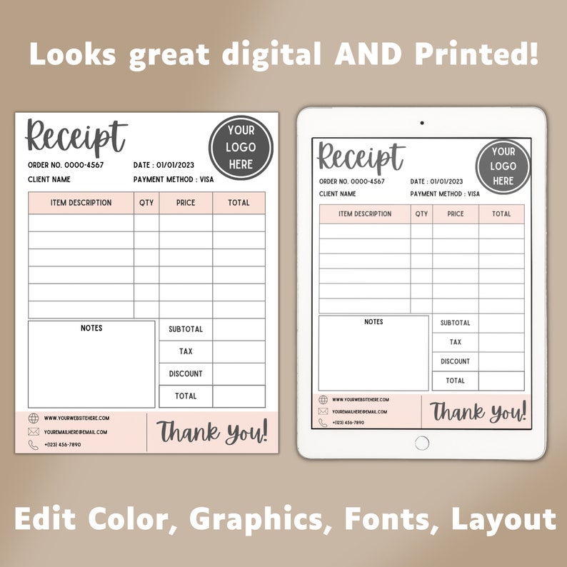 Invoice Template | Receipt Template Canva | Order Form Template | Small ...
