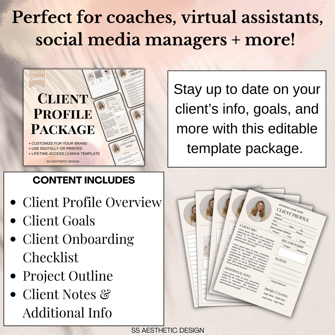 Business Client Profile Template Package | Client Onboarding | Virtual ...