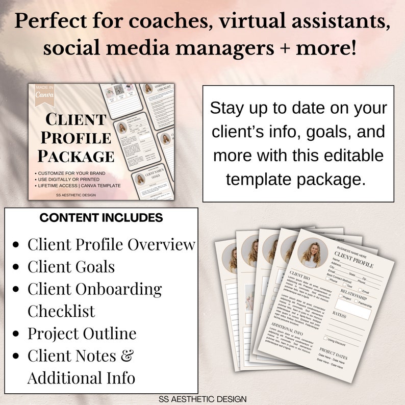 Business Client Profile Template Package | Client Onboarding | Virtual ...