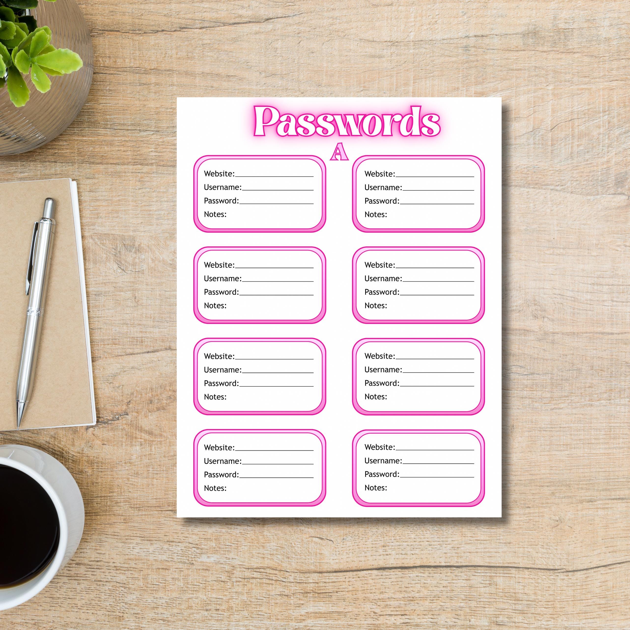 Password Tracker | Password Tracker Template | Password Organizer ...