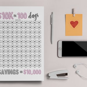 10K Savings Challenge Printable Saving Tracker Editable Template Money ...