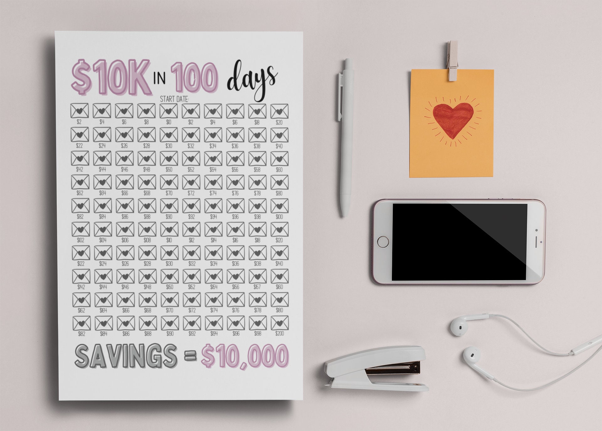 10K Savings Challenge Printable Saving Tracker Editable Template Money Saving Challenge ...