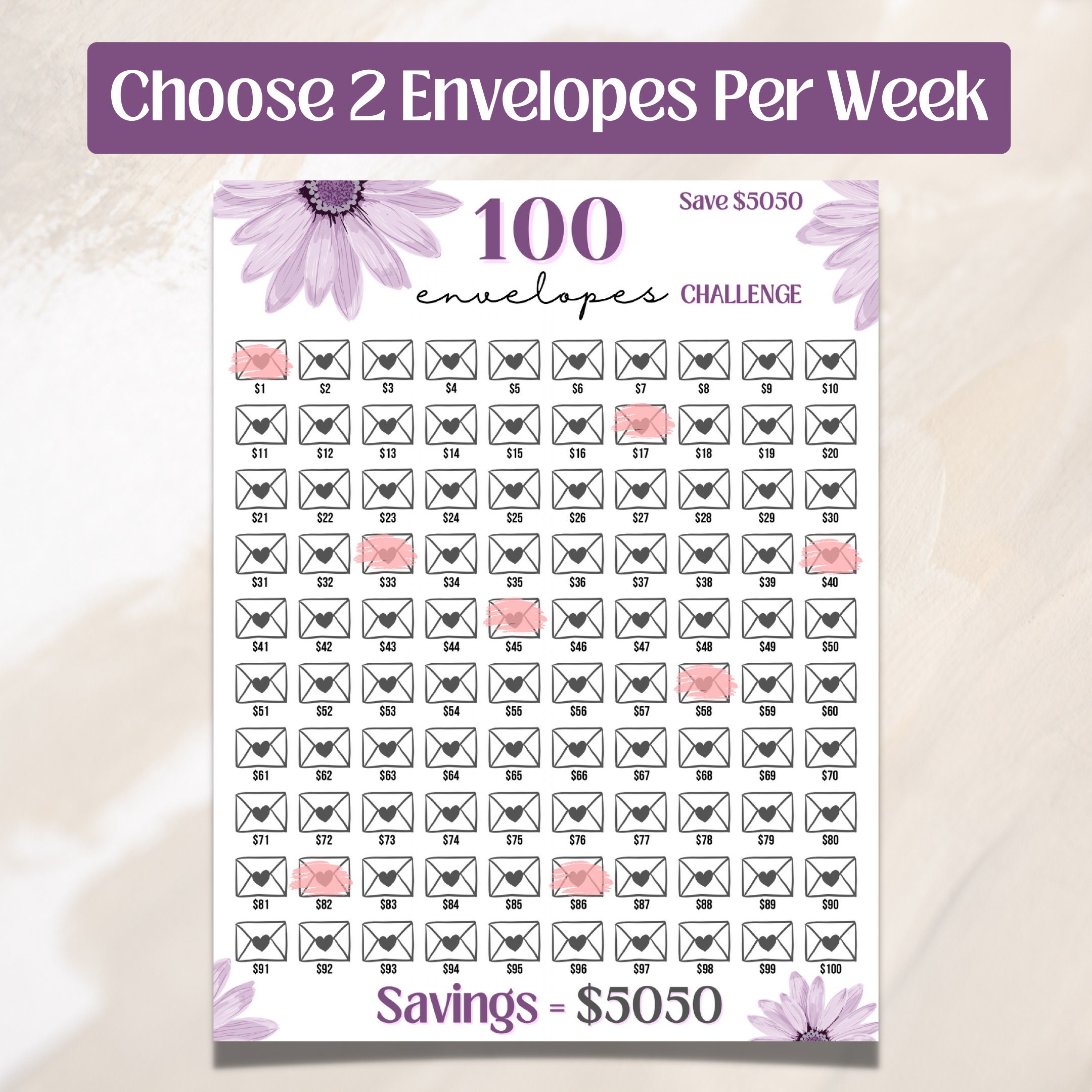 100 Envelope Challenge Savings Challenge Printable Saving Challenge ...