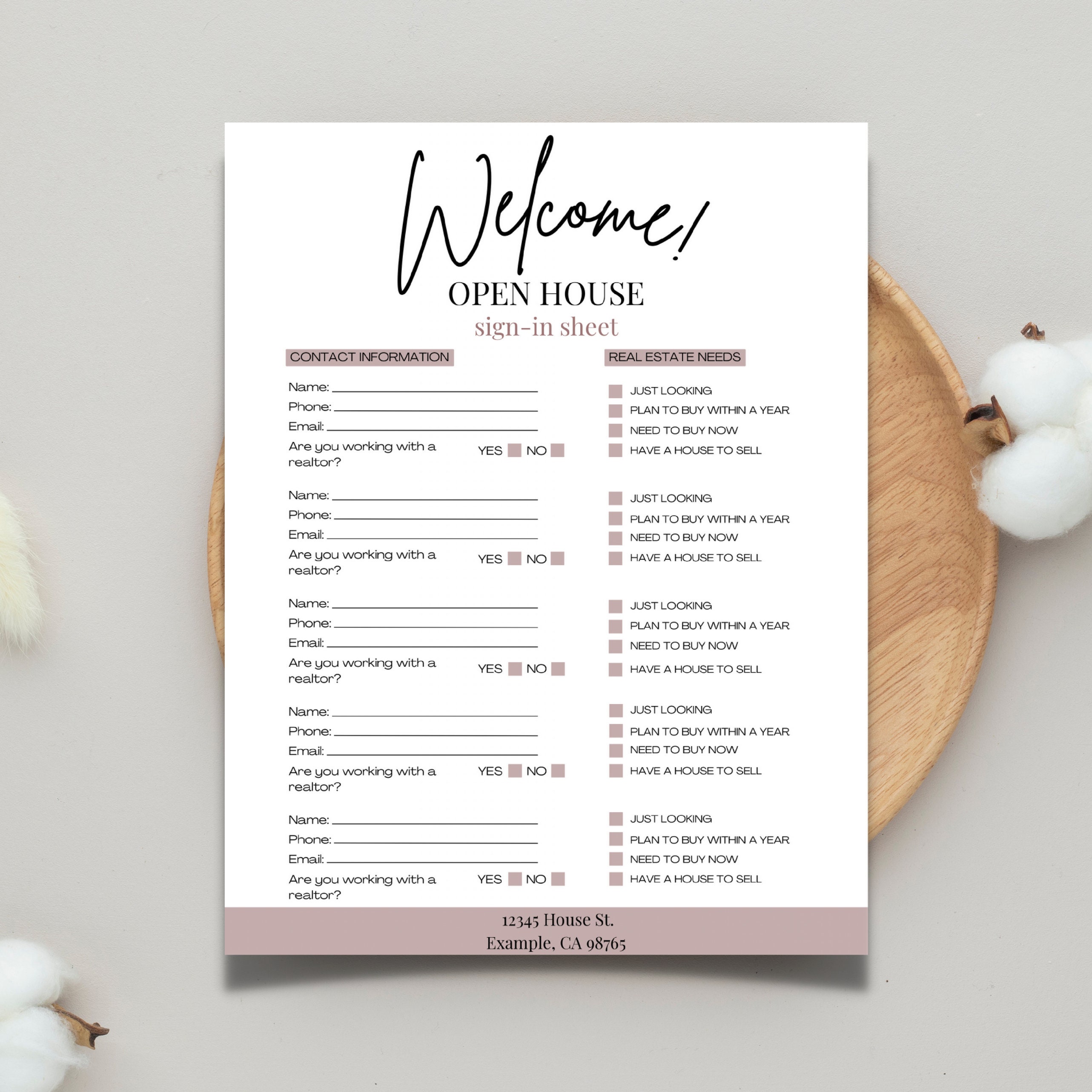 Editable Open House Sign-in Sheets, Real Estate Printable, Open House ...