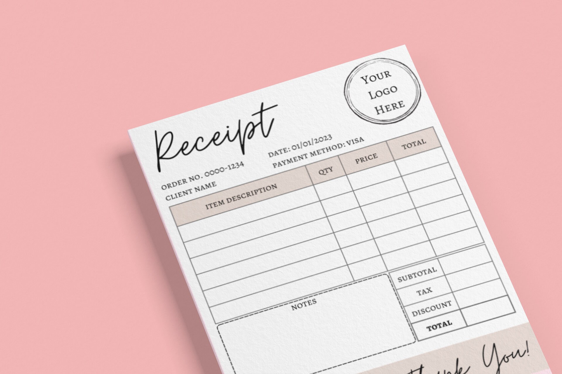 Invoice Template | Receipt Template Canva | Order Form Template | Small ...