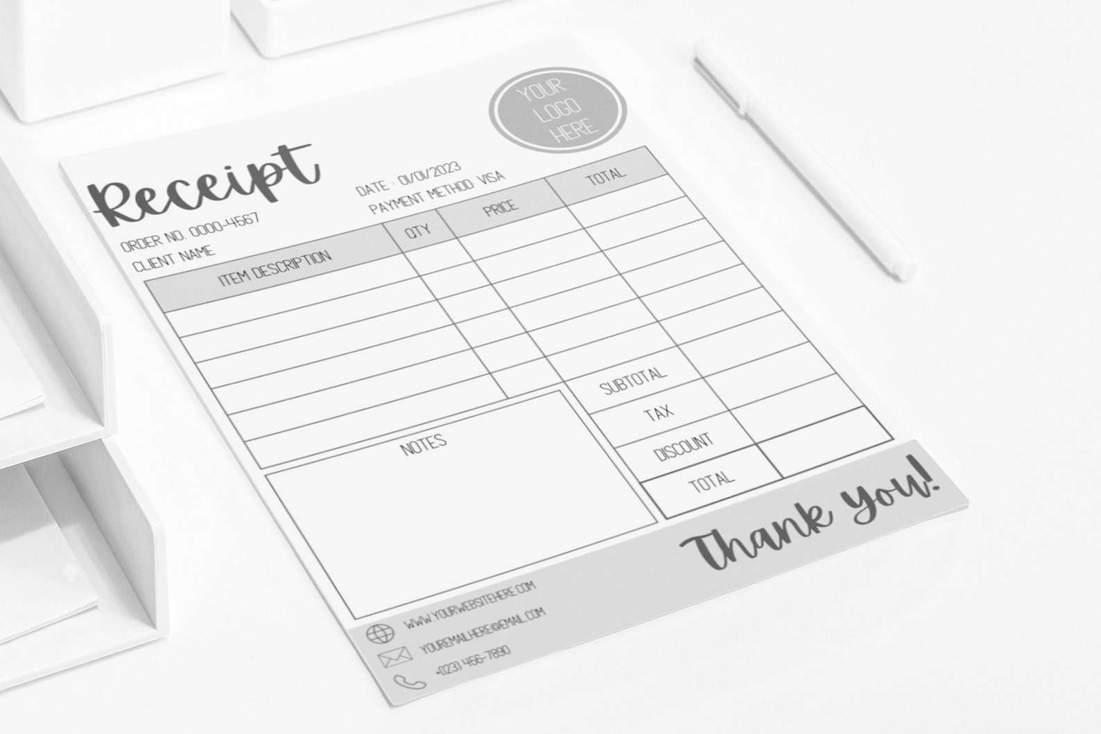 Small Business Printable Receipt Template Customizable | Invoice ...