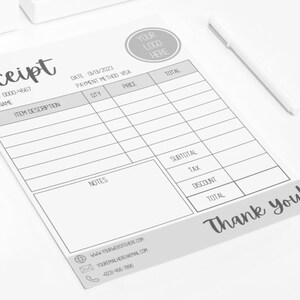 Small Business Printable Receipt Template Customizable | Invoice ...