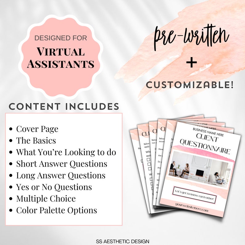 Client Questionnaire for Virtual Assistants | New Client Questionnaire ...
