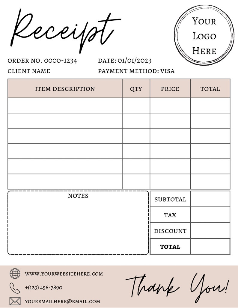 Invoice Template | Receipt Template Canva | Order Form Template | Small ...