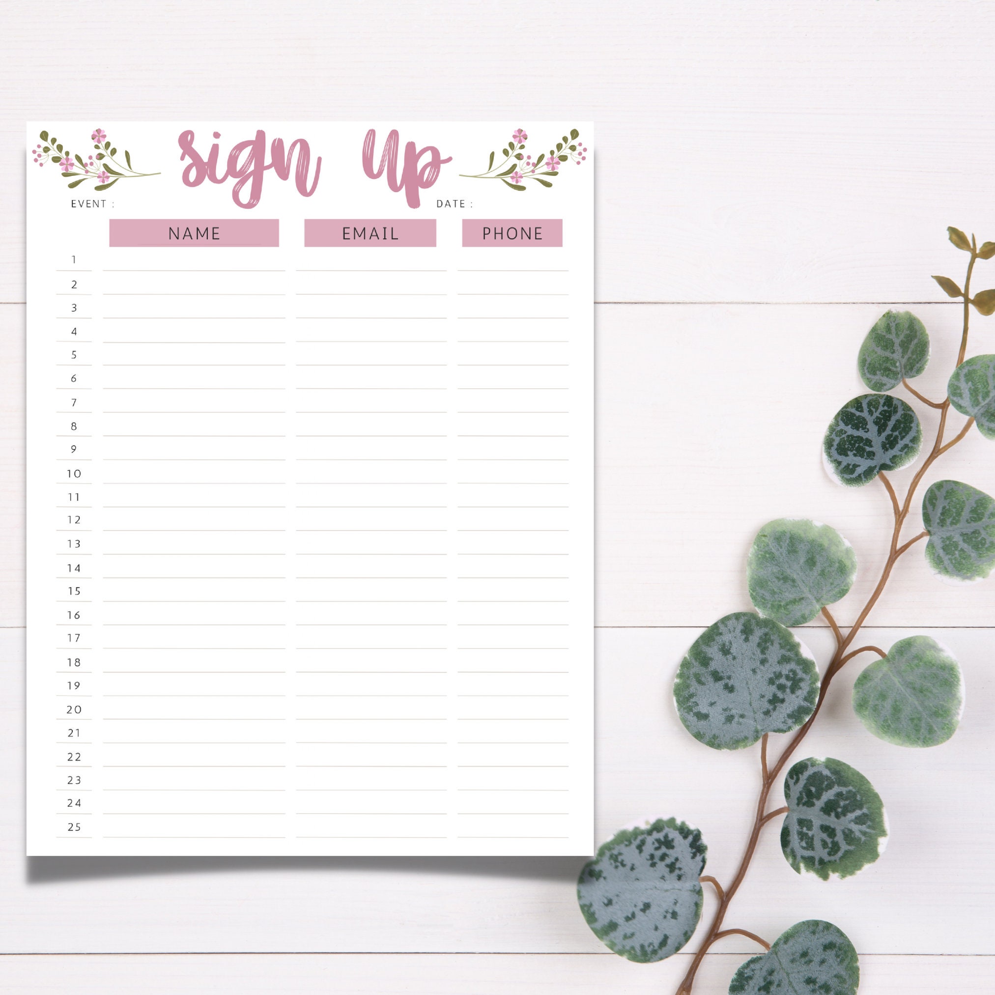 Sign up Sheet Editable | Sign up Sheet Template | Event Sign up | Canva ...