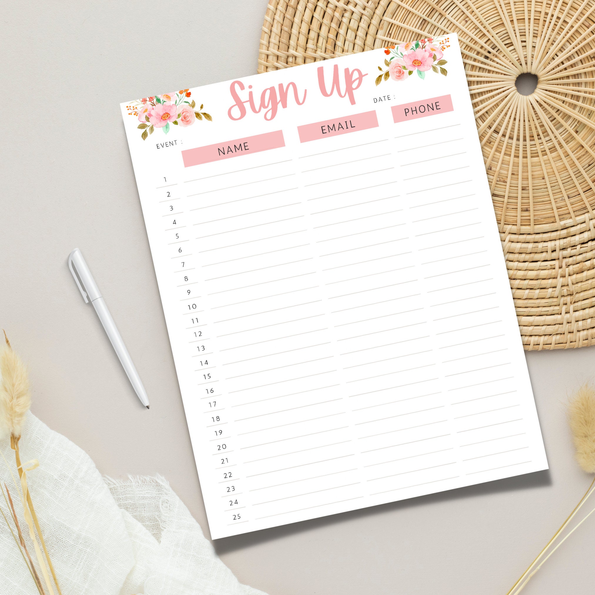 Sign up Sheet Editable | Sign up Sheet Template | Event Sign up | Canva ...