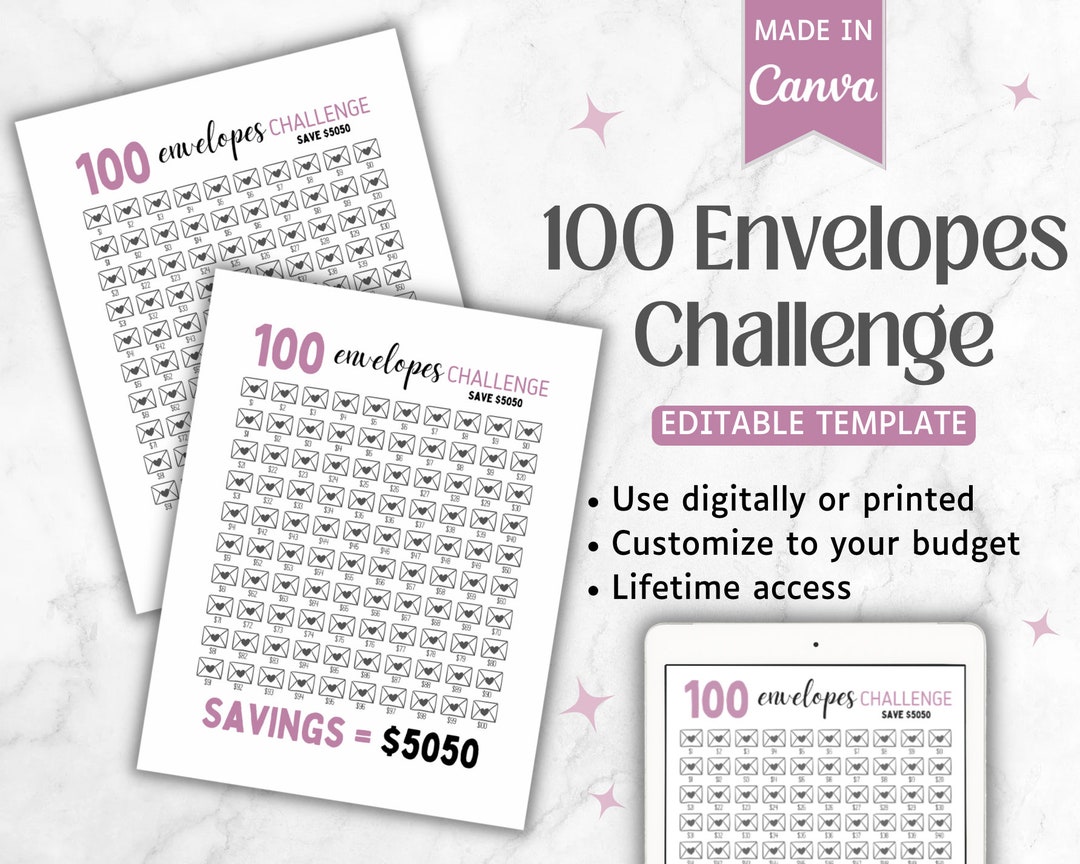 100 Envelope Challenge | Savings Challenge Printable | Saving Challenge ...