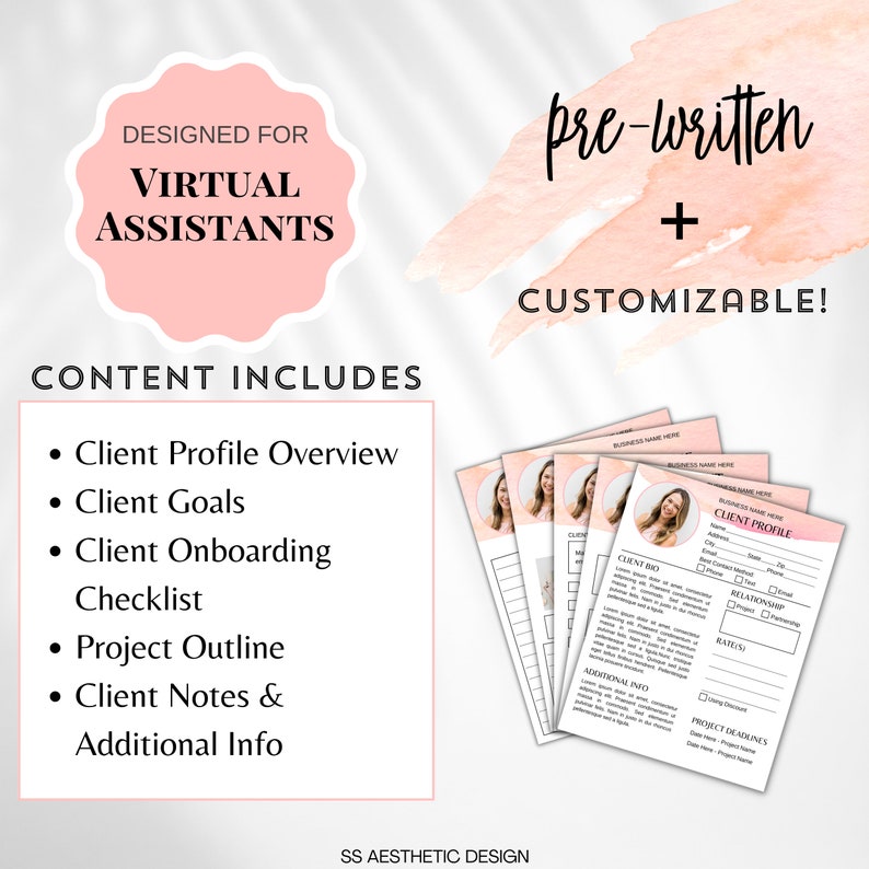 Virtual Assistant Client Profile Package | Client Onboarding | Virtual ...