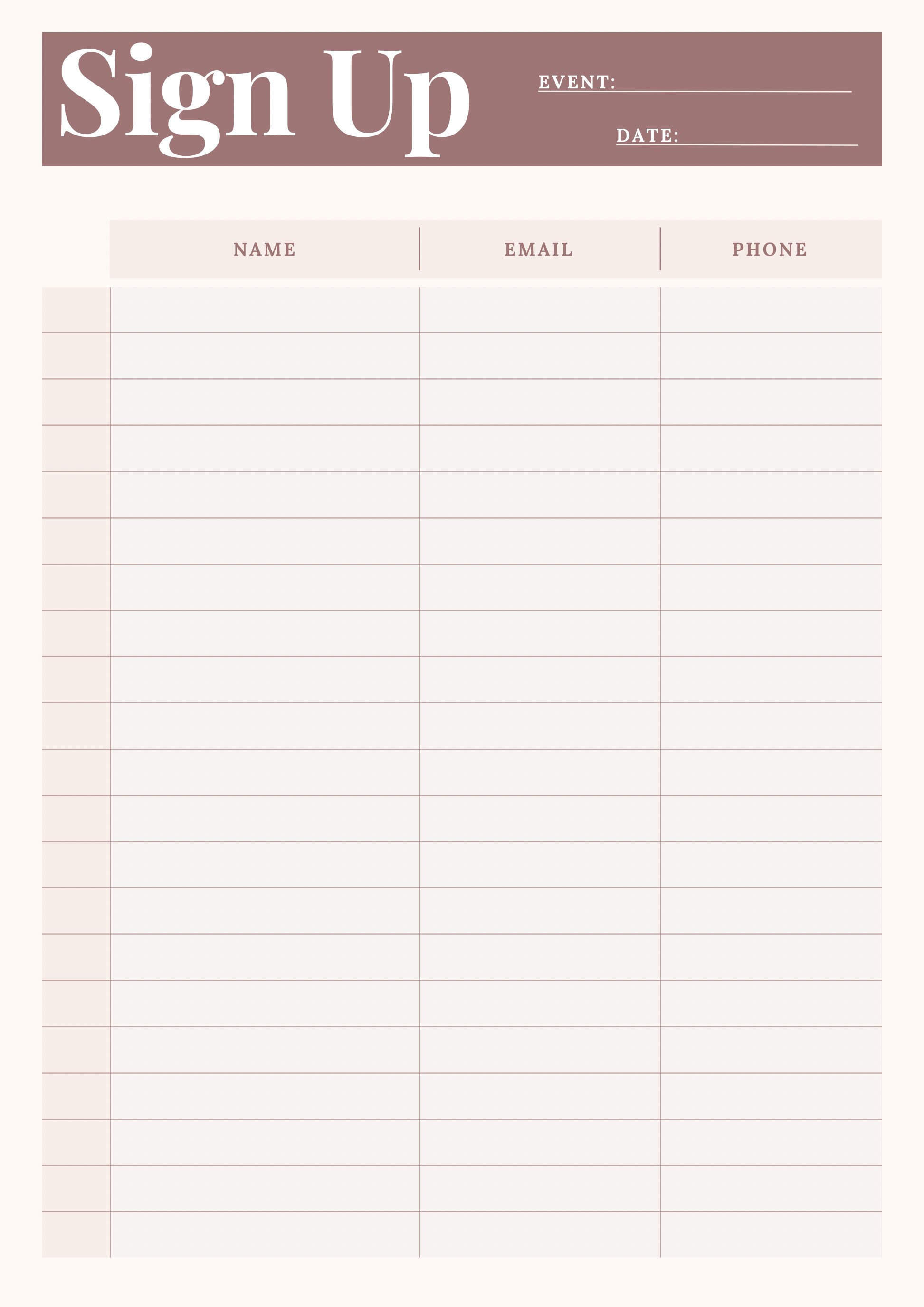 Editable Sign up Sheet. Sign up Sheet Template. Event Sign Up. Canva ...
