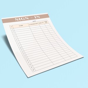 Editable Sign in Sheet, Instant Download, Sign in Sheet, Canva Template ...