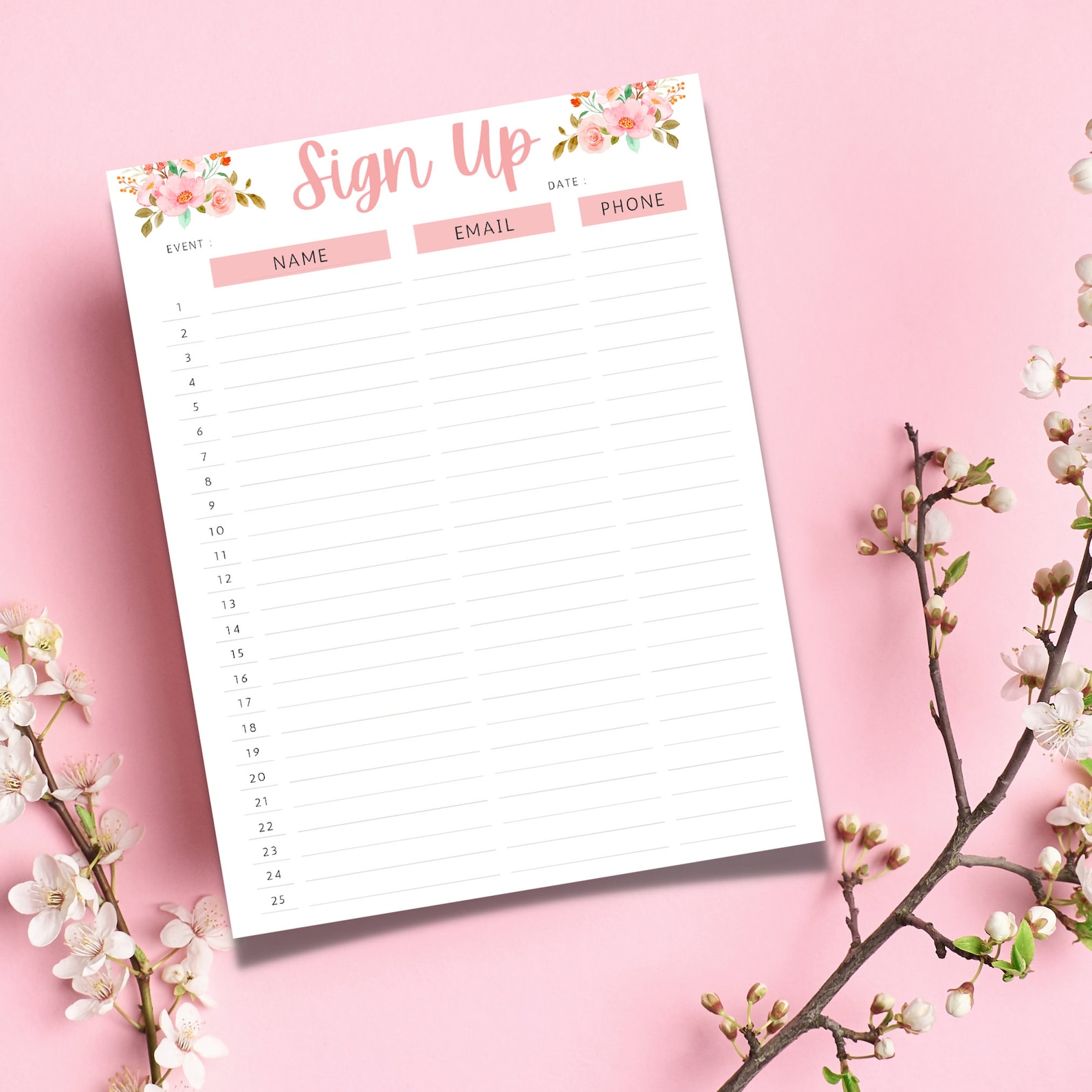 Sign up Sheet Editable | Sign up Sheet Template | Event Sign up | Canva ...