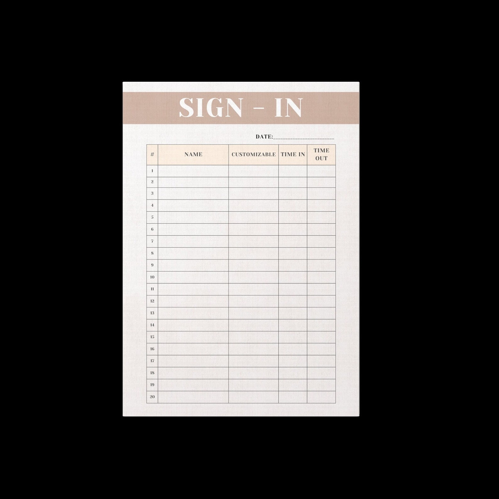Editable Sign in Sheet, Instant Download, Sign in Sheet, Canva Template ...