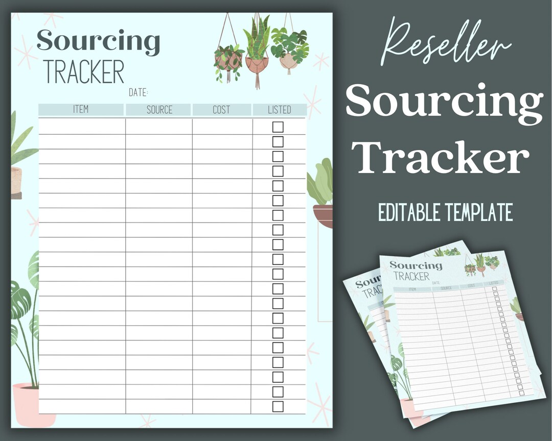 Reseller Sourcing Tracker Sourcing Tracker Editable - Etsy