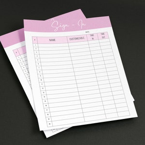 Editable Sign in Sheet, Instant Download, Sign in Sheet, Canva Template ...