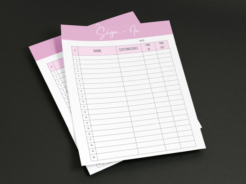 Editable Sign in Sheet, Instant Download, Sign in Sheet, Canva Template ...