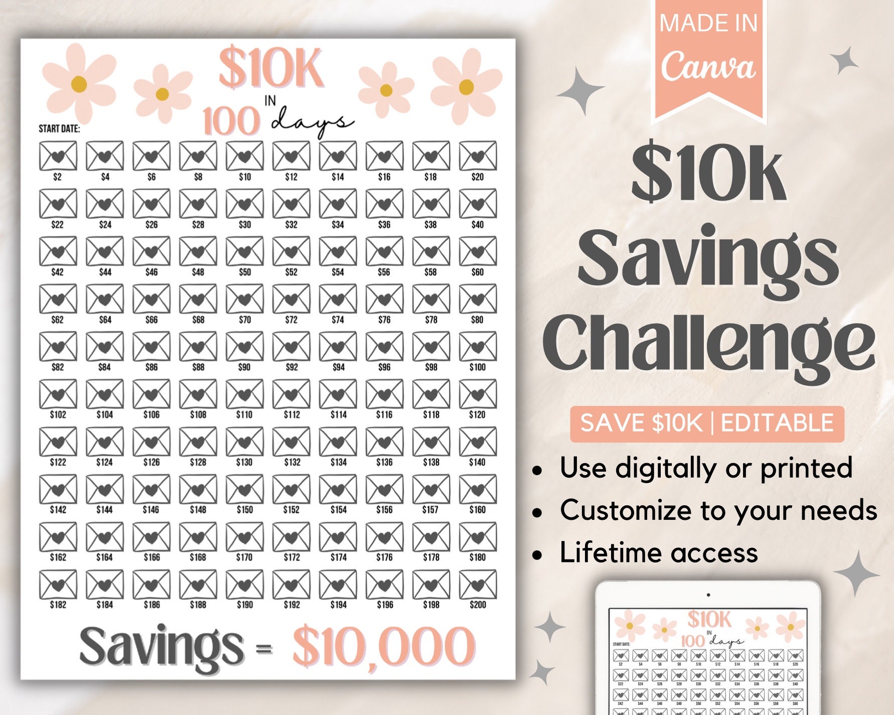 10K Savings Challenge | Saving Challenge | 10K Challenge | Saving ...