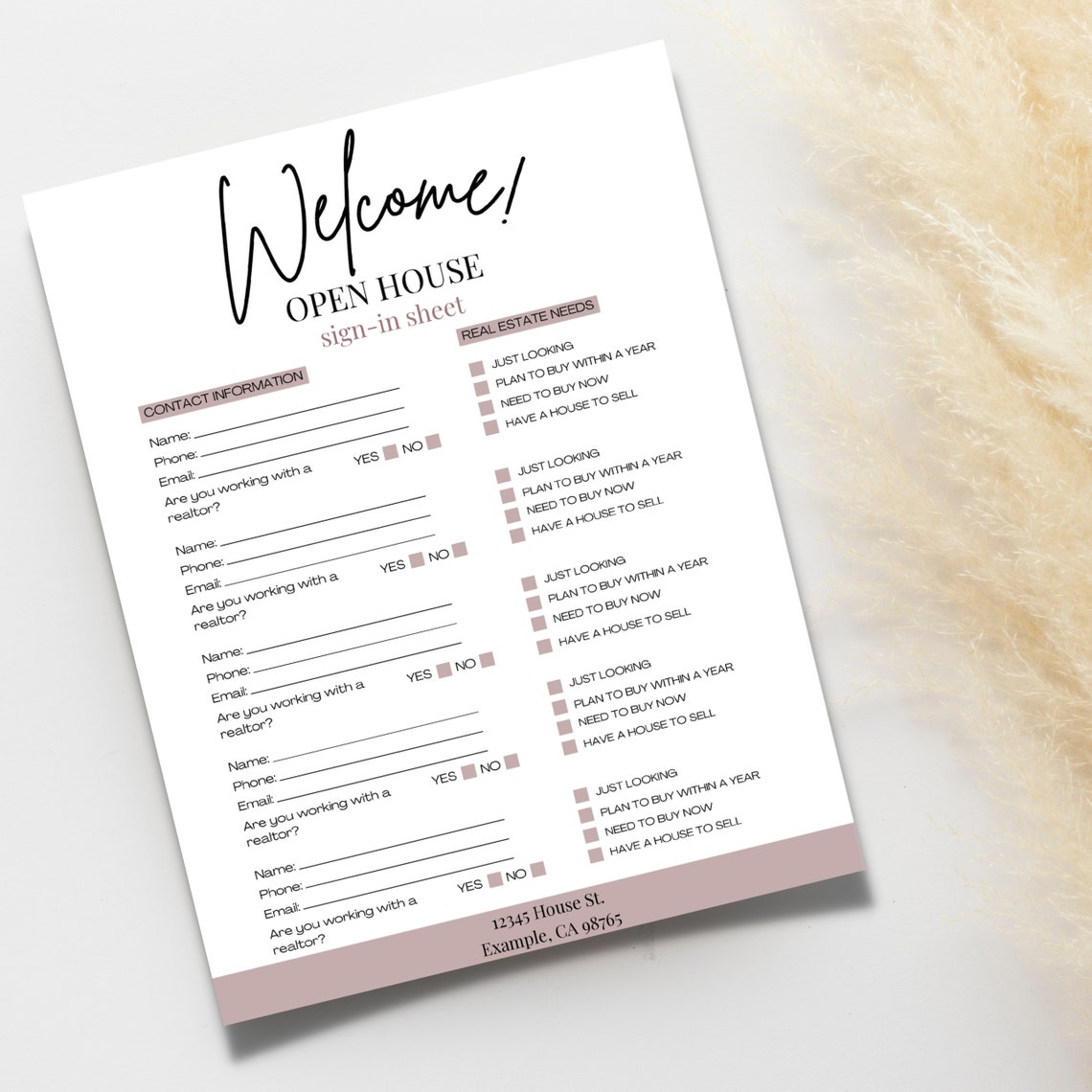 Editable Open House Sign-in Sheets, Real Estate Printable, Open House ...