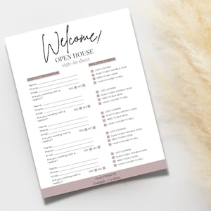 Editable Open House Sign-in Sheets, Real Estate Printable, Open House ...
