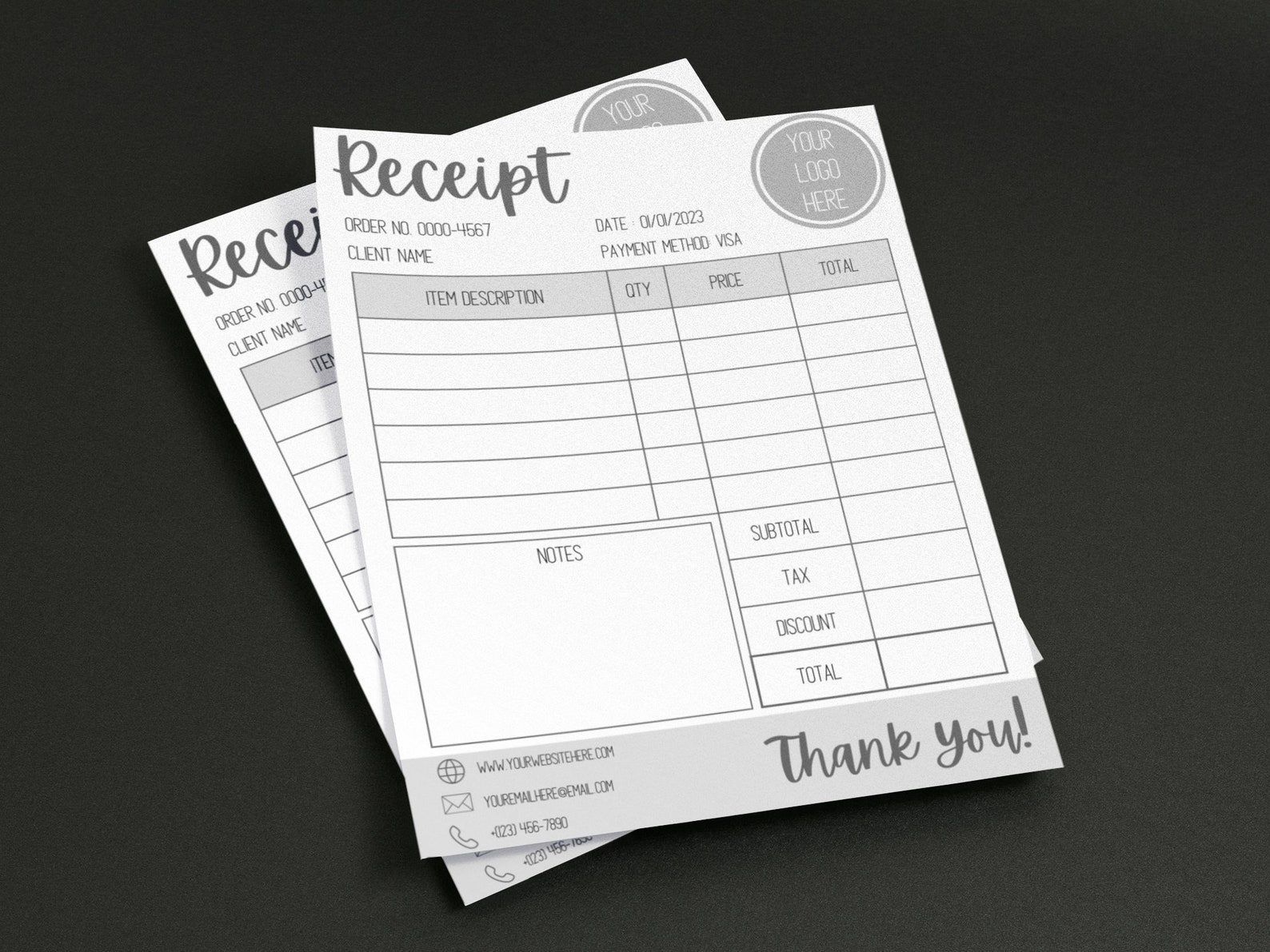 Small Business Printable Receipt Template Customizable | Invoice ...