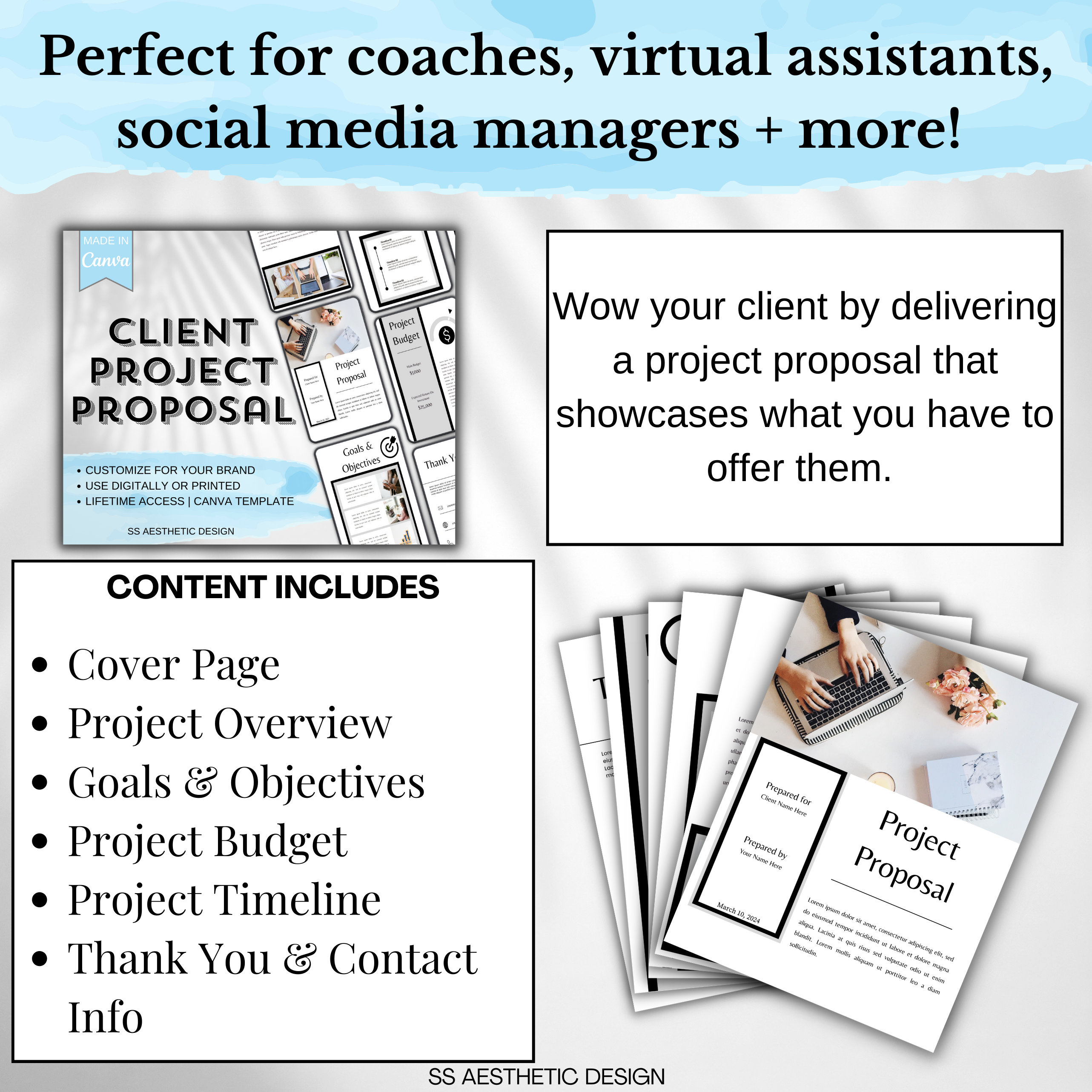 Project Proposal Template Project Management Virtual Assistant Social ...
