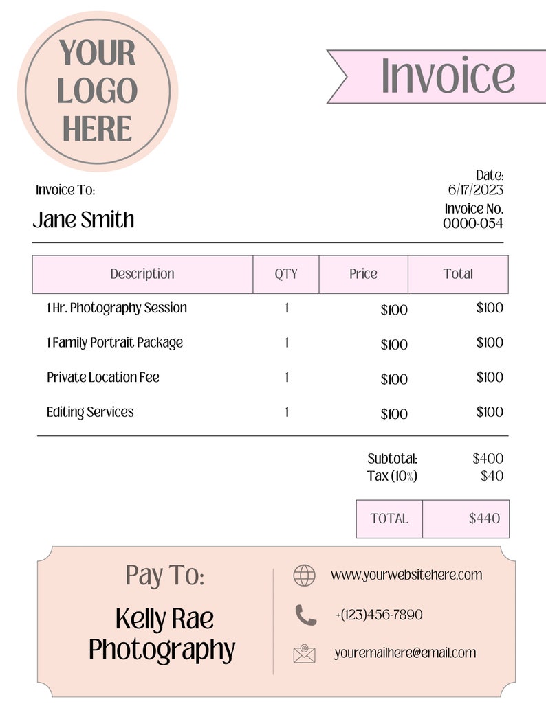 Invoice Template - Receipt Template - Order Form Template - Business ...