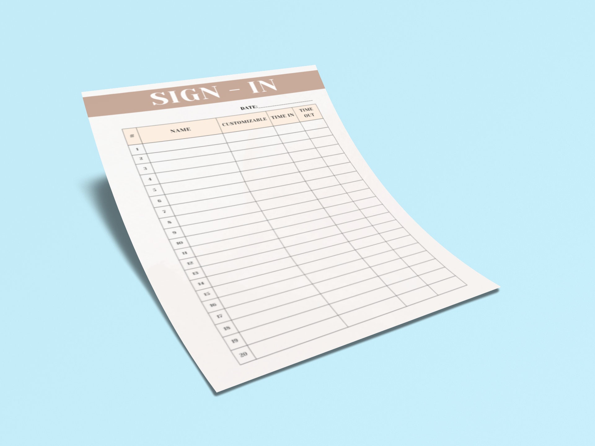 Editable Sign in Sheet Instant Download Sign in Sheet Canva - Etsy Canada