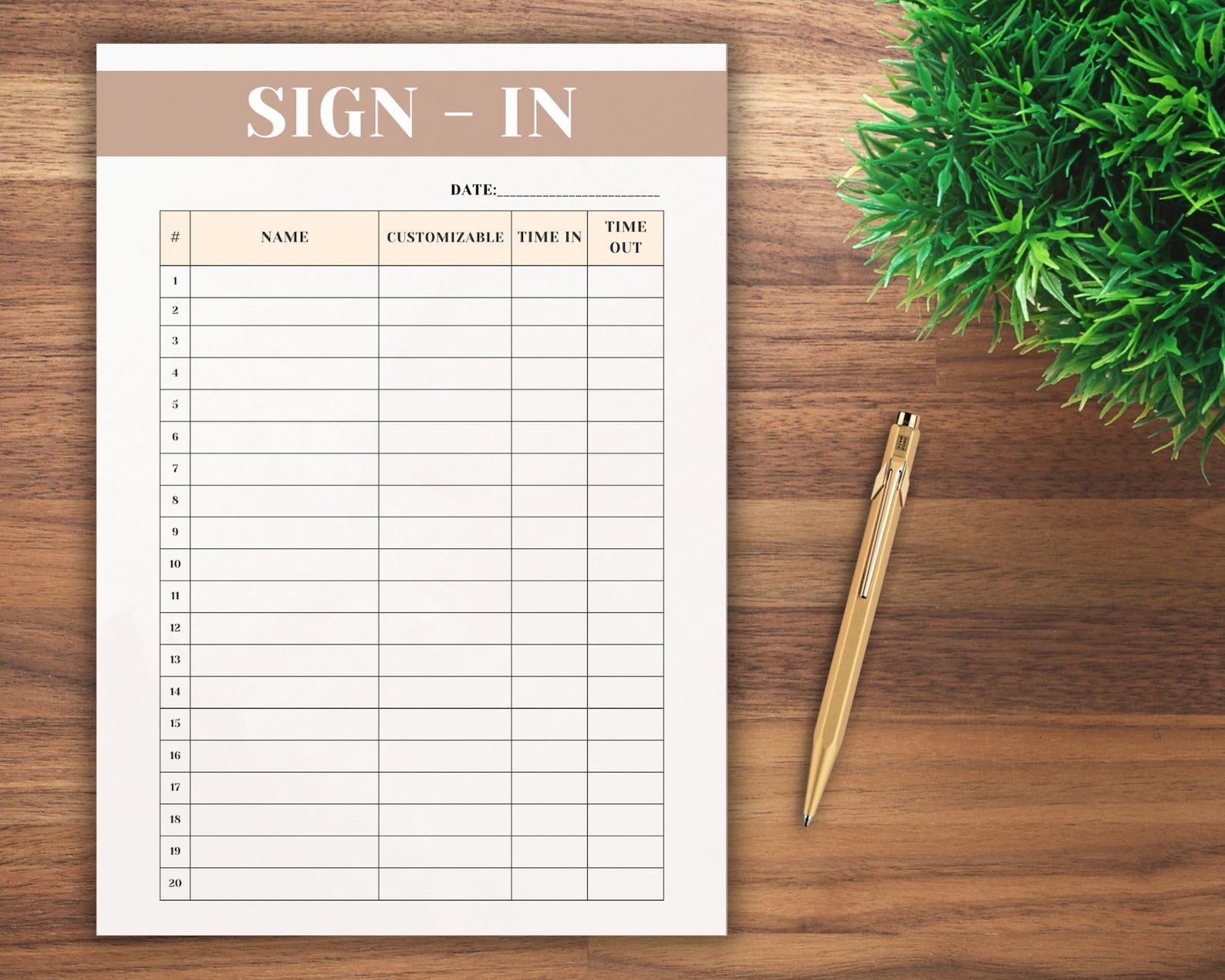 Editable Sign in Sheet, Instant Download, Sign in Sheet, Canva Template ...