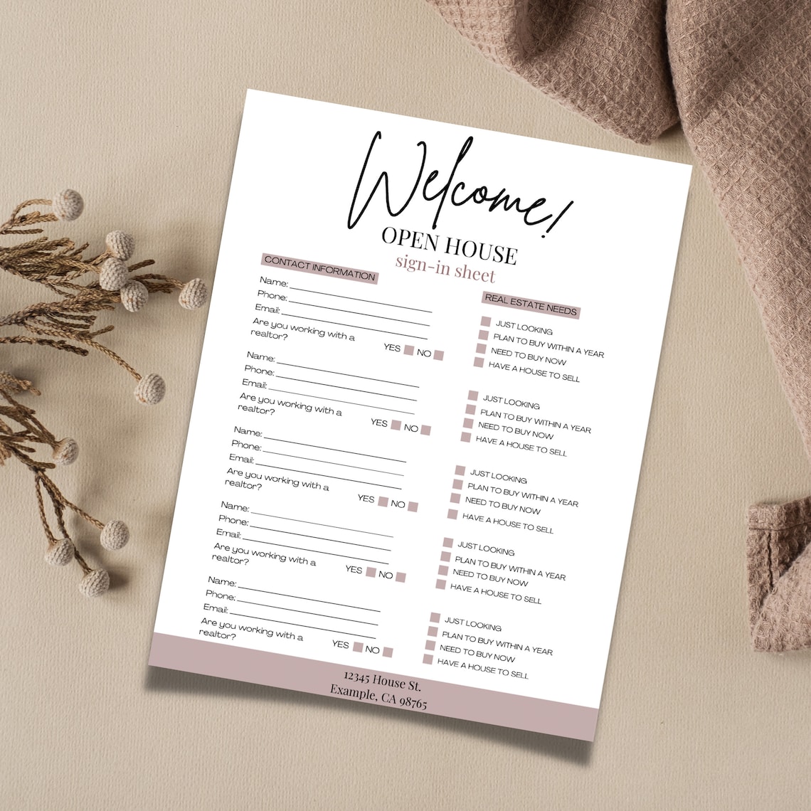 Editable Open House Sign-in Sheets, Real Estate Printable, Open House ...