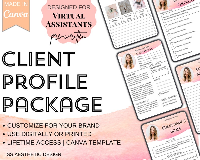 Virtual Assistant Client Profile Package | Client Onboarding | Virtual ...