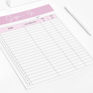 Editable Sign in Sheet, Instant Download, Sign in Sheet, Canva Template ...