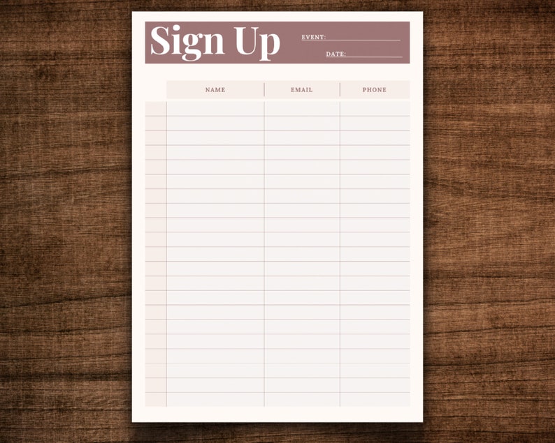 Editable Sign up Sheet. Sign up Sheet Template. Event Sign Up. Canva ...