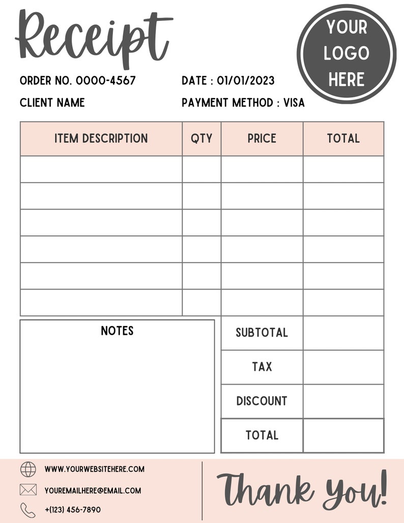 Invoice Template | Receipt Template Canva | Order Form Template | Small ...