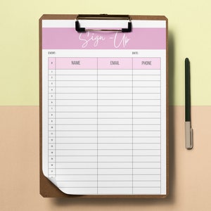 Editable Sign up Sheet. Sign up Sheet Template. Event Sign Up. Canva ...