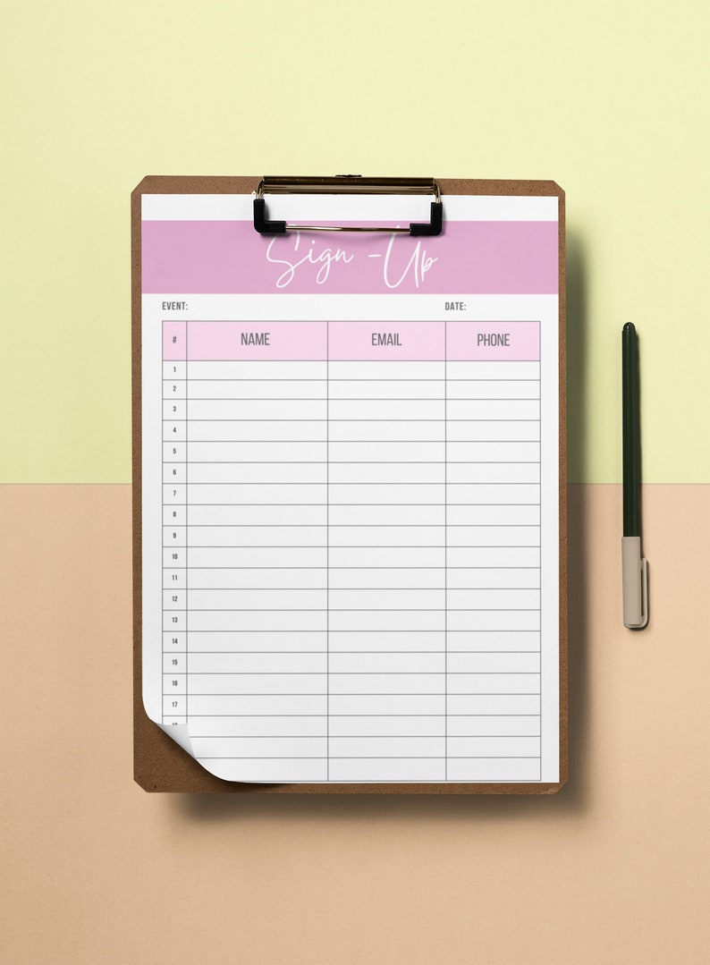 Editable Sign up Sheet. Sign up Sheet Template. Event Sign Up. Canva ...