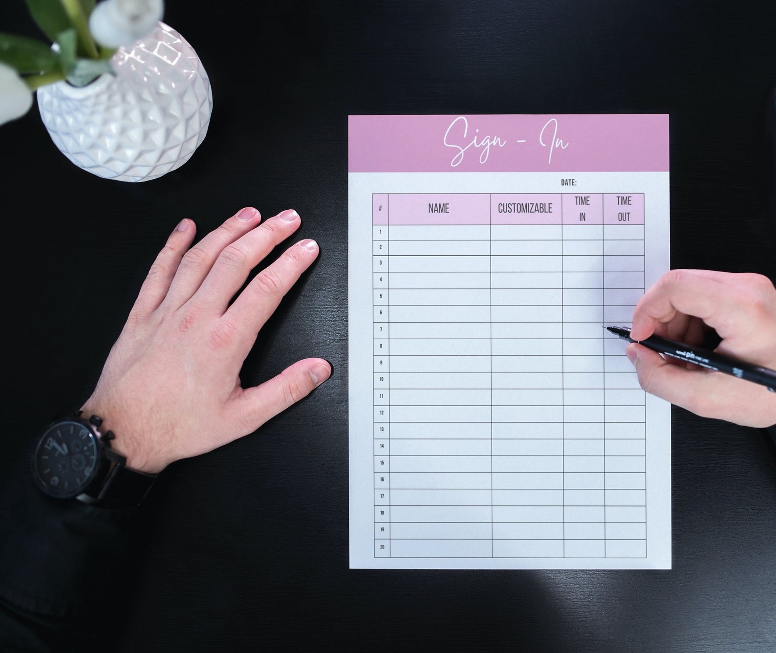 Editable Sign in Sheet, Instant Download, Sign in Sheet, Canva Template ...