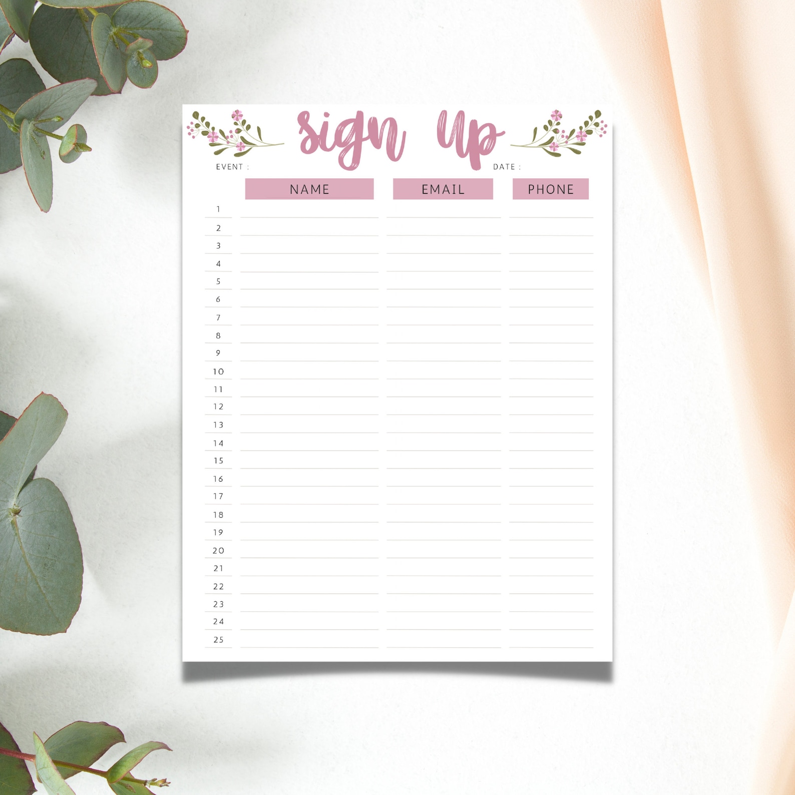 Sign up Sheet Editable | Sign up Sheet Template | Event Sign up | Canva ...