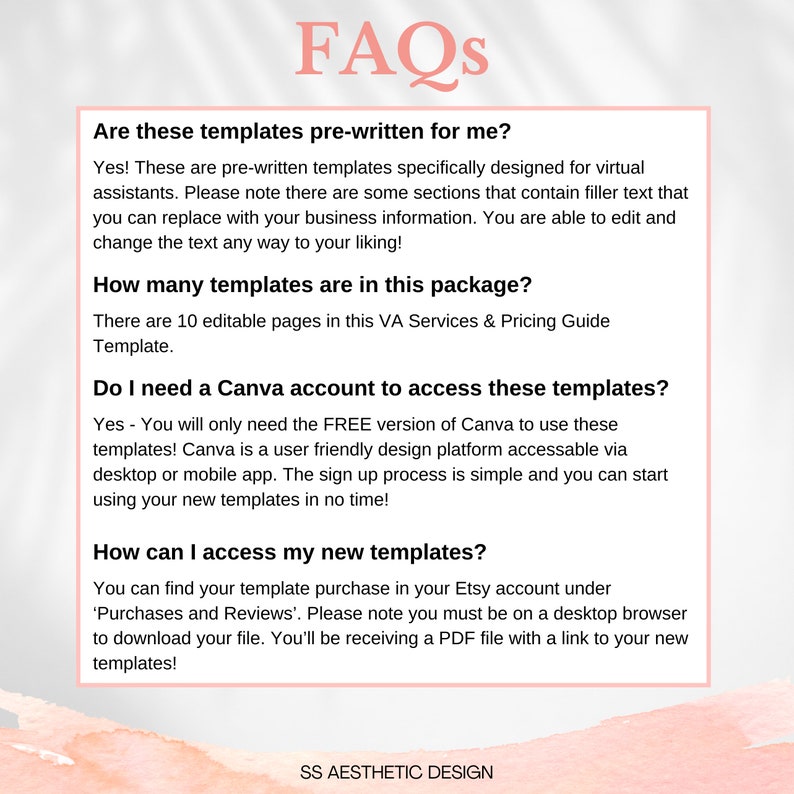 Price List Template Virtual Assistant | Services and Pricing Guide ...