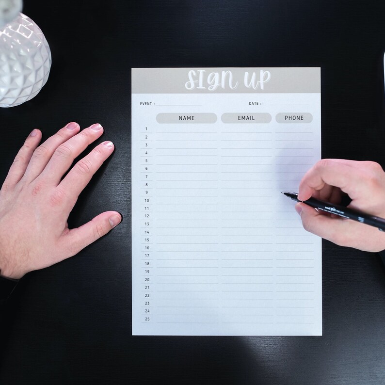 Editable Sign up Sheet. Sign up Sheet Template. Event Sign Up. Canva ...