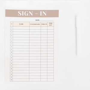Editable Sign in Sheet, Instant Download, Sign in Sheet, Canva Template ...