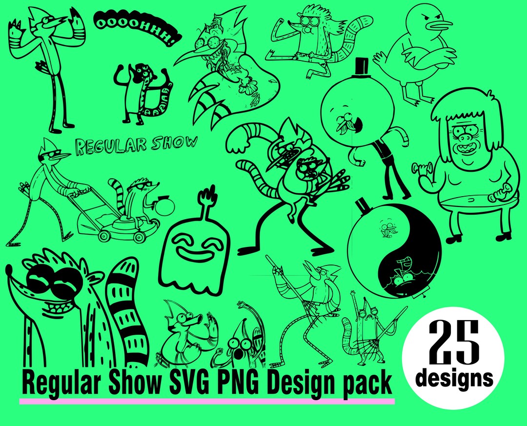 Regular Show SVG PNG 25 Design Pack Adventure Time Rigby Mordecai ...