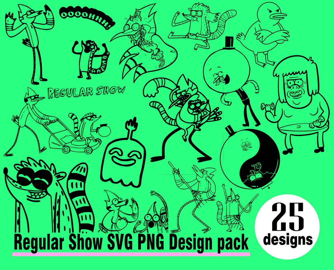 Regular Show SVG PNG 25 Design Pack Adventure Time Rigby Mordecai ...