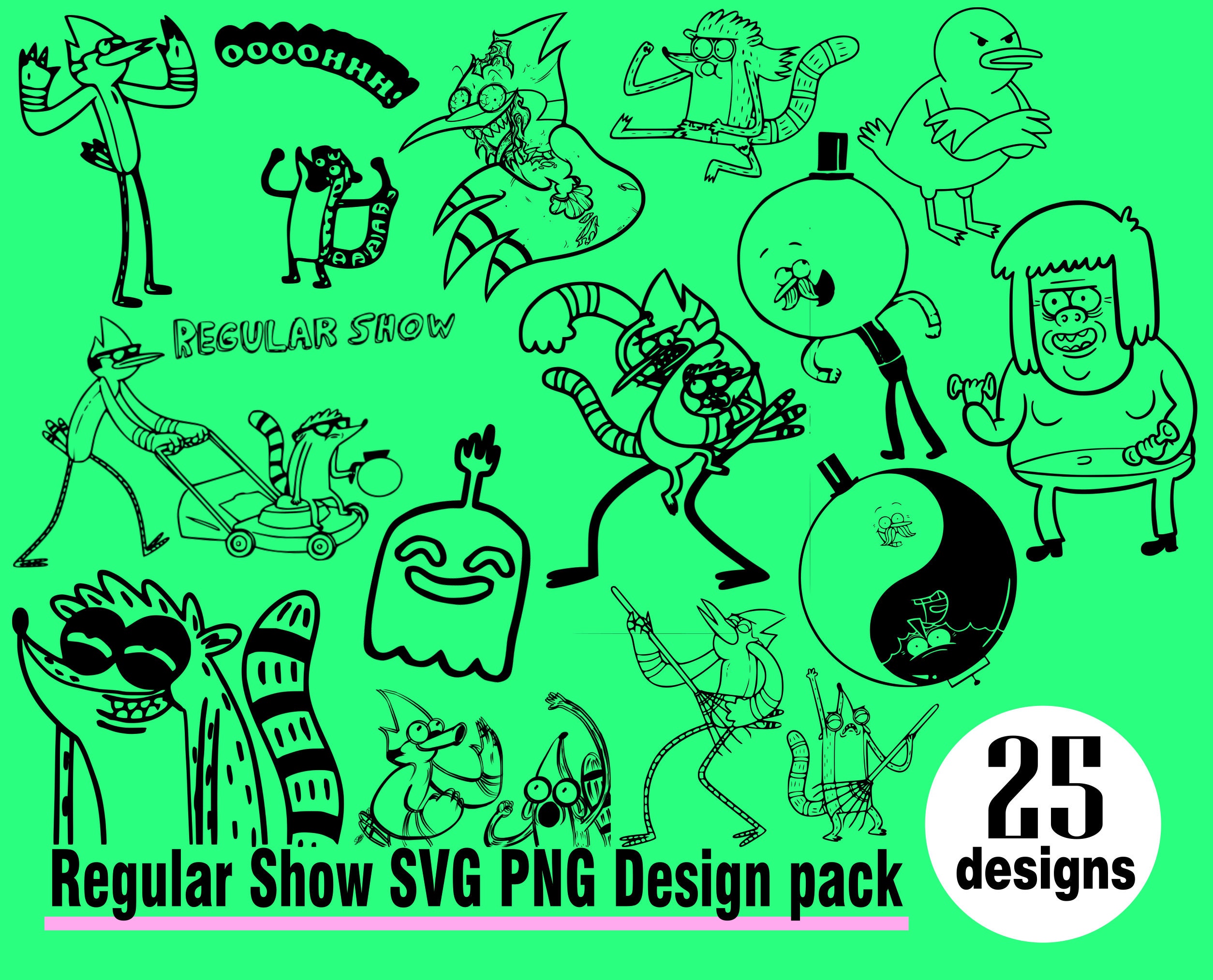 Regular Show SVG PNG 25 Design Pack Adventure Time Rigby Mordecai ...