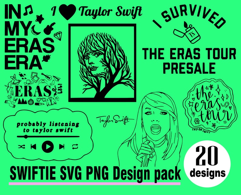 Swiftie SVG PNG 20 Design Pack Swift Fan Swiftie Pop Music Girl Bumper ...