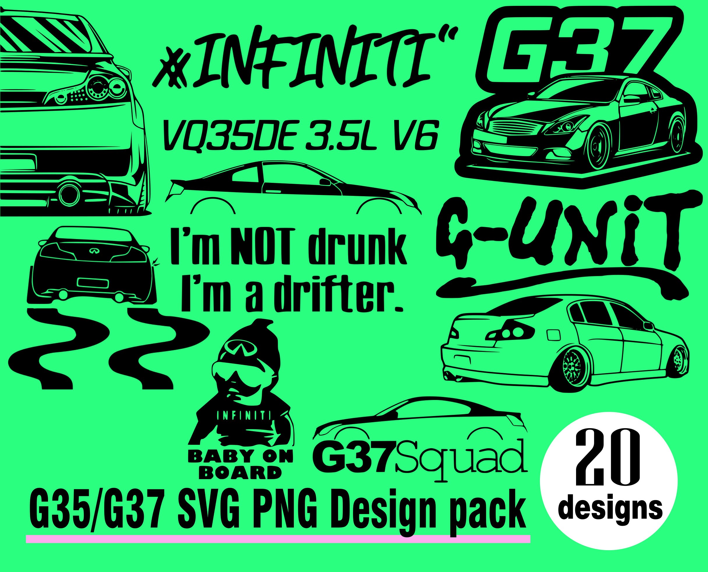 G35 G37 SVG PNG 20 Design Pack Drift Racing Takeover Vq35 Infinity V6 ...
