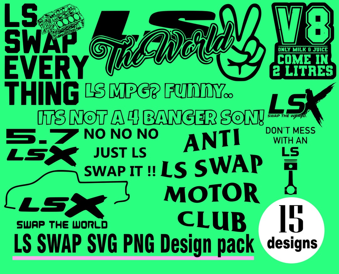 LS Swap SVG PNG 15 Design Pack Racing Muscle Car Nascar Cup Daytona ...